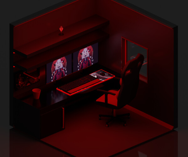 Red And Black Gaming Setup 3D Model | atelier-yuwa.ciao.jp