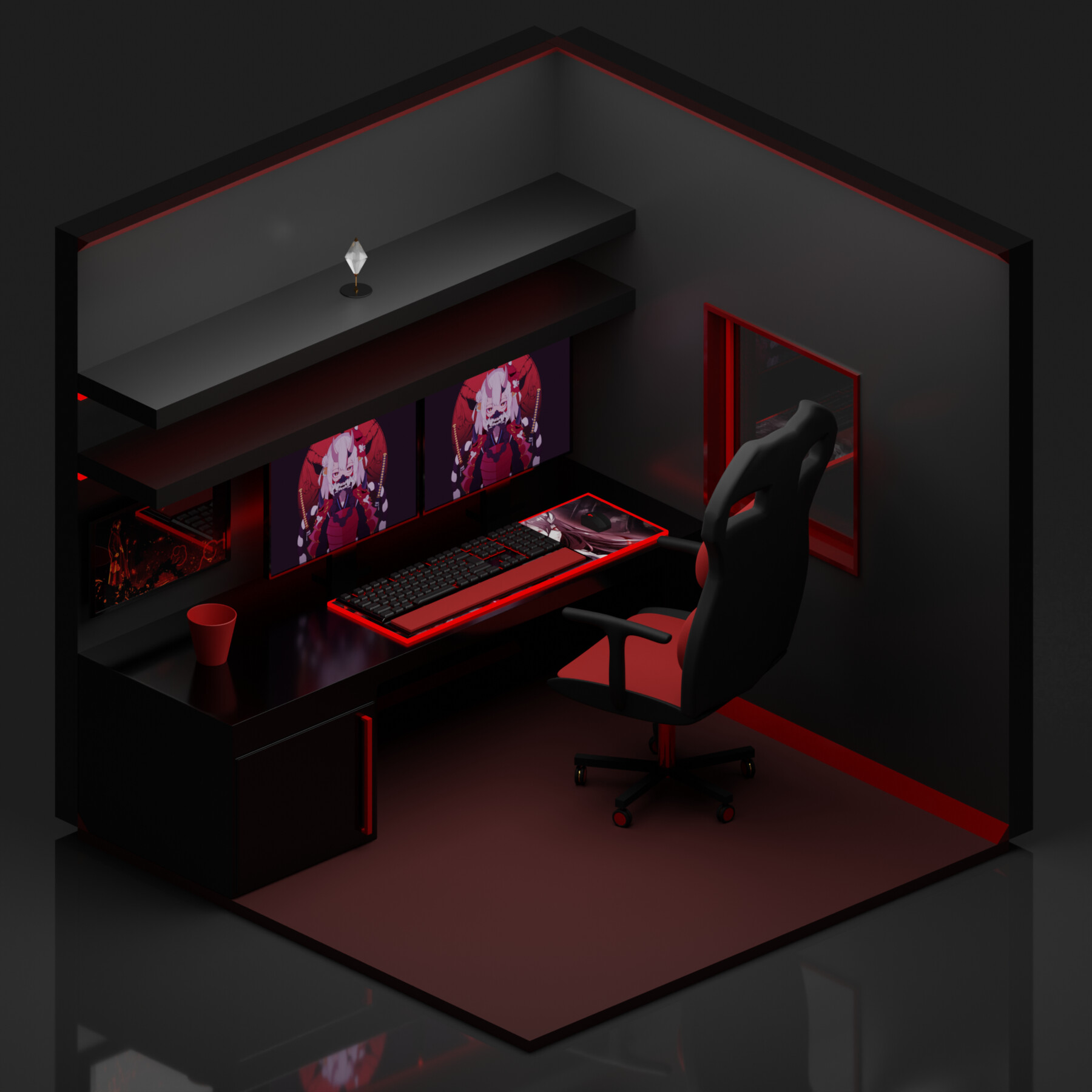 ArtStation - 3D Dark Red Room | Gamers Zone | Game Assets