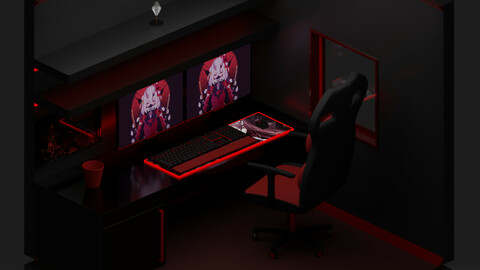 ArtStation - 3D Dark Red Room | Gamers Zone | Game Assets