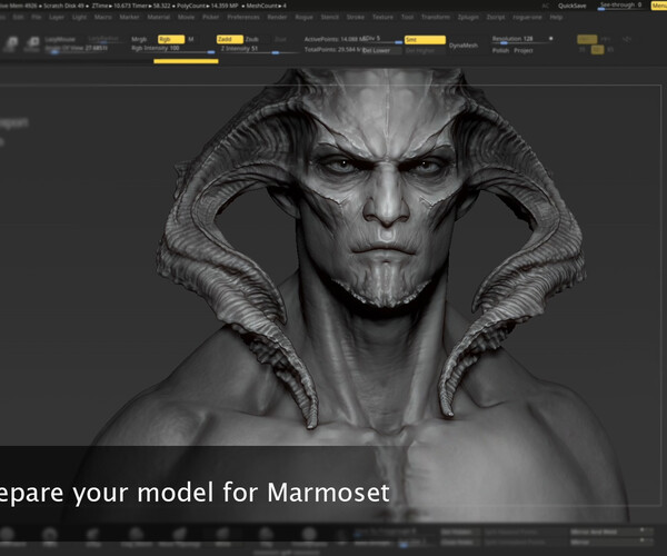 ArtStation - Full pipeline of Highpoly Character render in Marmoset 4 + Compose in PS [RUS|ENG ...