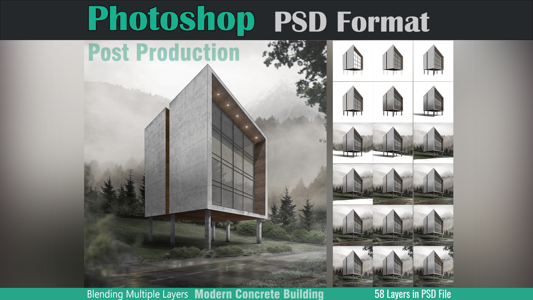 ArtStation - Concrete Concrete Building - PSD Open layer | Artworks