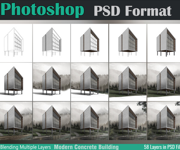 ArtStation - Concrete Concrete Building - PSD Open layer | Artworks