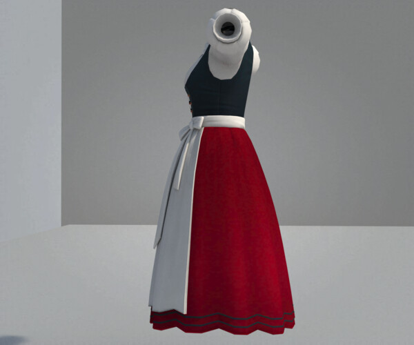 ArtStation - Red dress maid outfits cartoon clothing suits | Resources