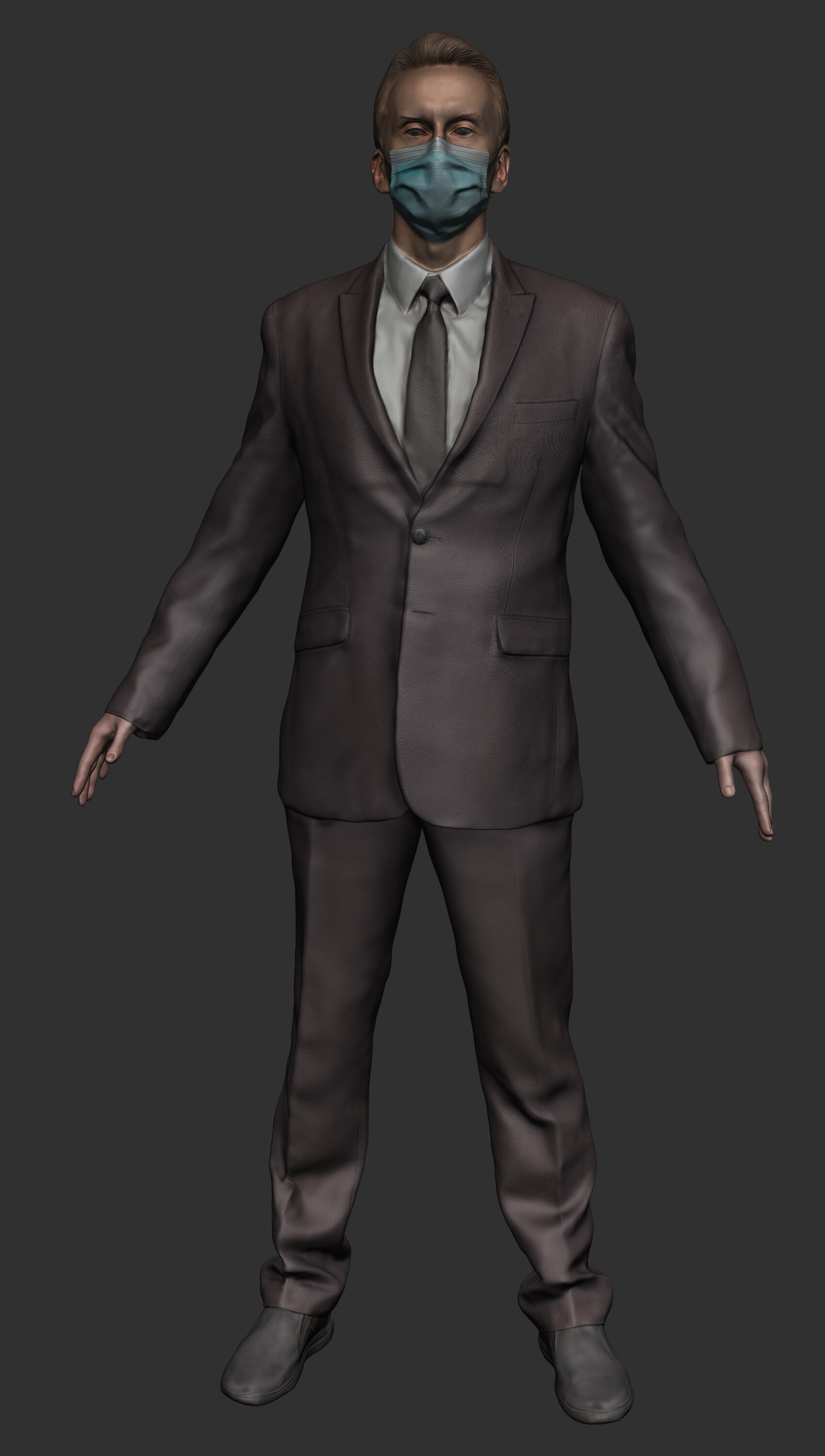 ArtStation - Man in suit and face mask in A-pose 378 | Game Assets