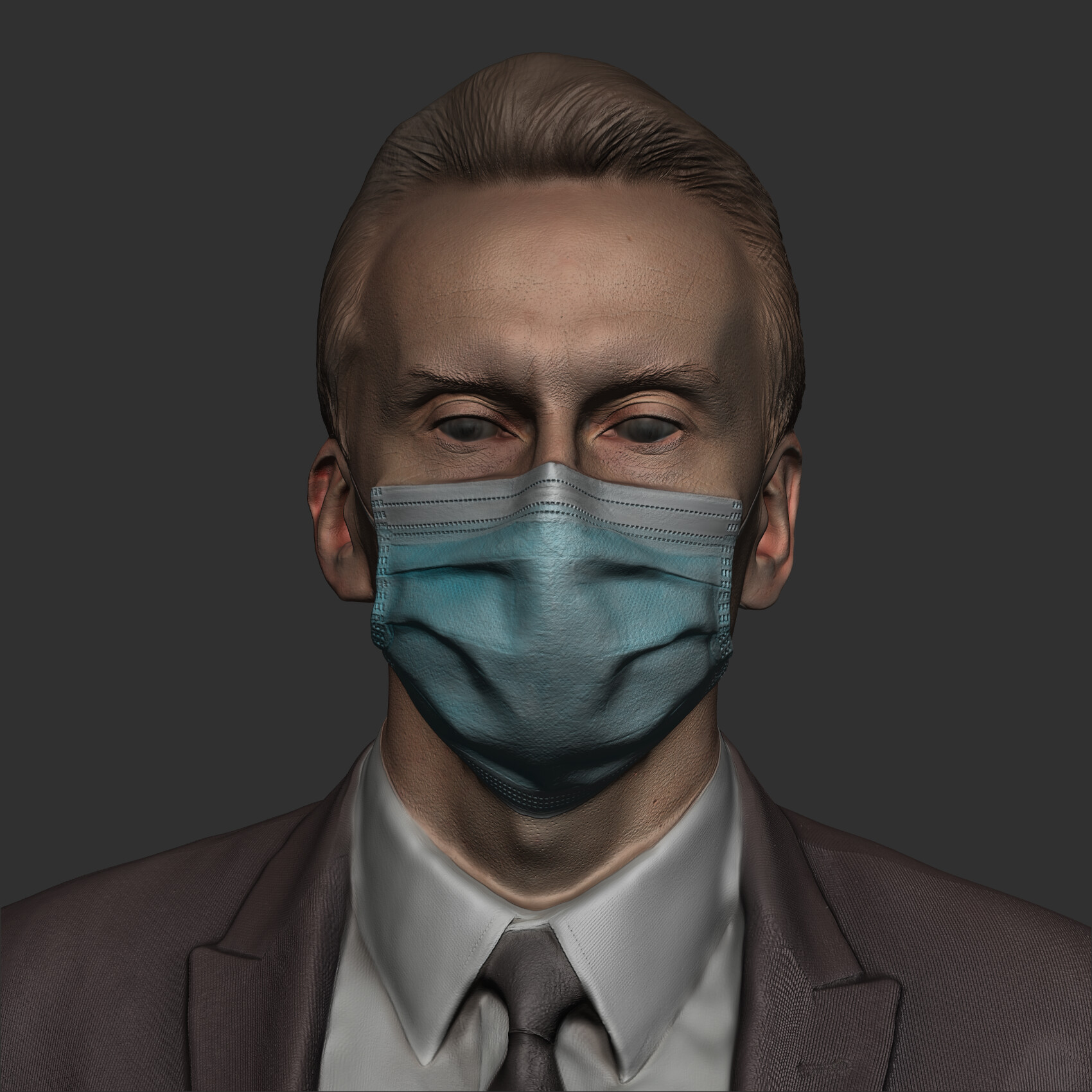 ArtStation - Man in suit and face mask in A-pose 378 | Game Assets