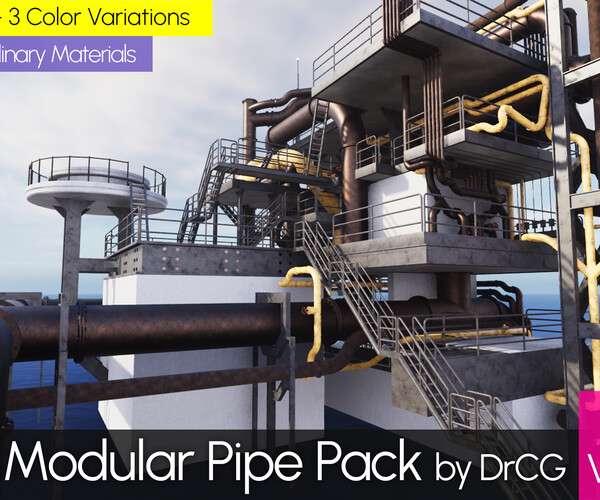 ArtStation - Modular Pipe Pack 3D Model for Unreal Engine 5 (Offshore Oil Platform - Sea/Ocean ...