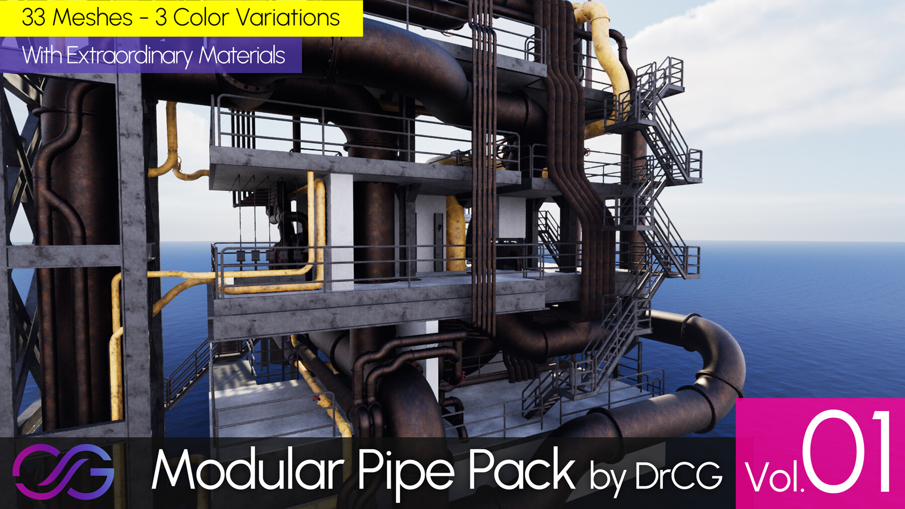 ArtStation - Modular Pipe Pack 3D Model for Unreal Engine 5 (Offshore Oil Platform - Sea/Ocean ...