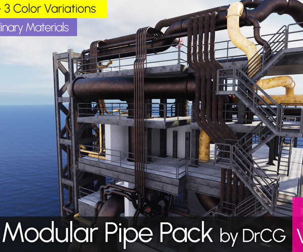 ArtStation - Modular Pipe Pack 3D Model for Unreal Engine 5 (Offshore Oil Platform - Sea/Ocean ...