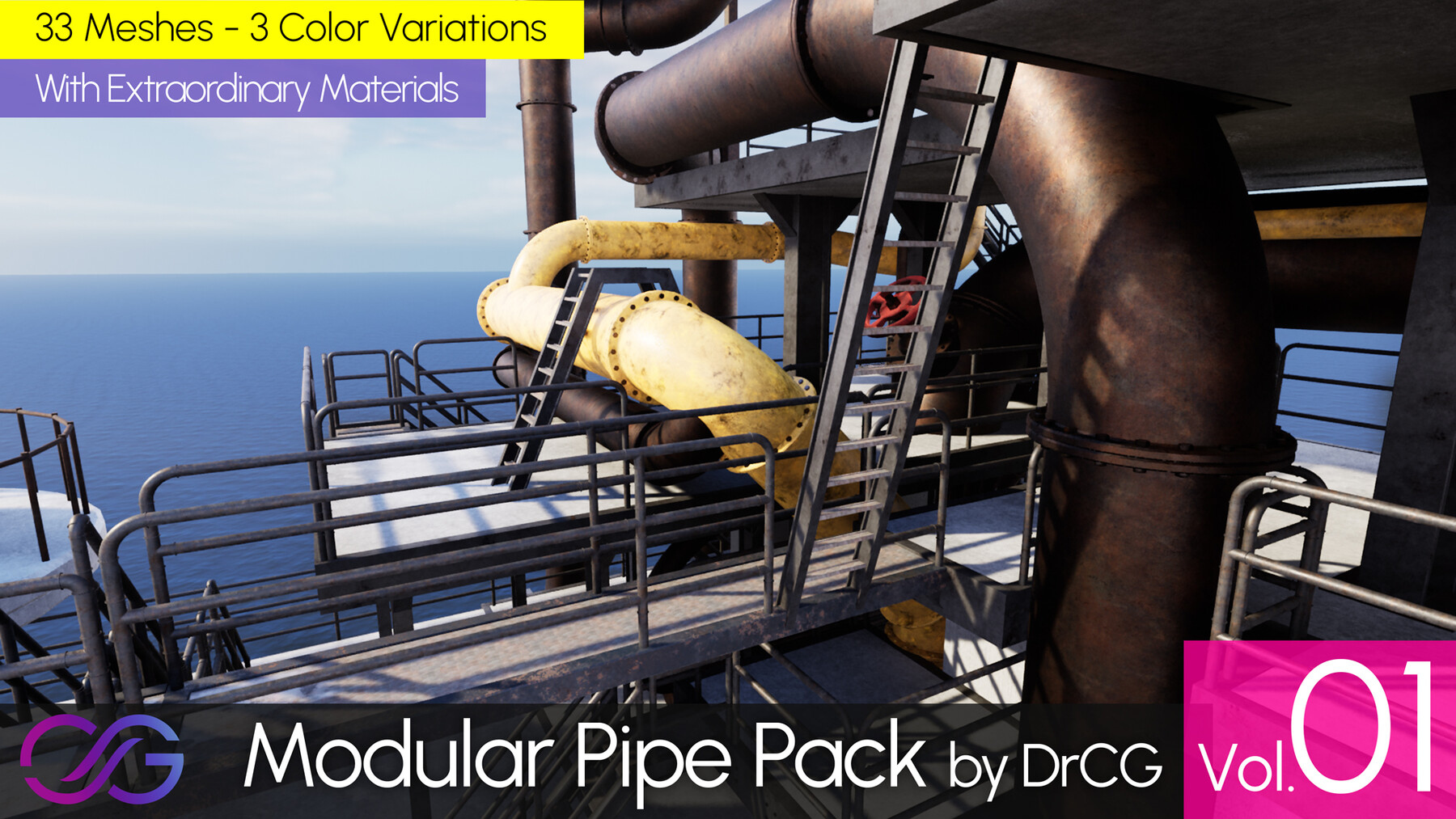 ArtStation - Modular Pipe Pack 3D Model for Unreal Engine 5 (Offshore Oil Platform - Sea/Ocean ...