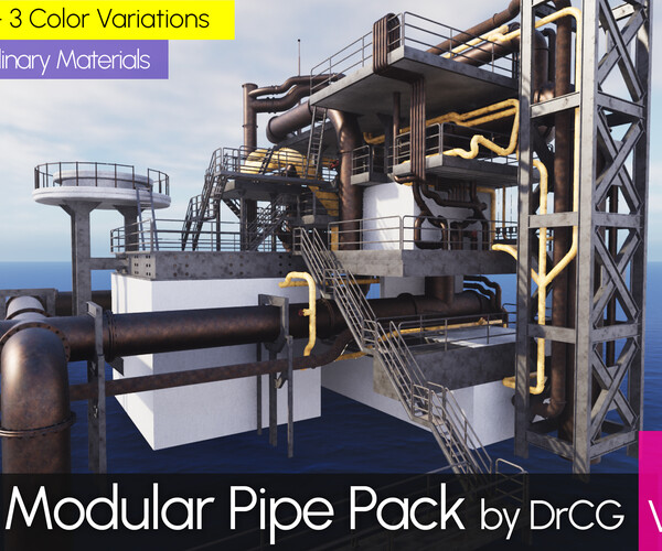 ArtStation - Modular Pipe Pack 3D Model for Unreal Engine 5 (Offshore Oil Platform - Sea/Ocean ...