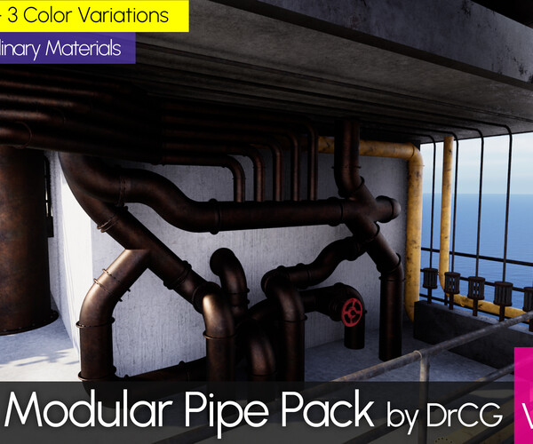 ArtStation - Modular Pipe Pack 3D Model for Unreal Engine 5 (Offshore Oil Platform - Sea/Ocean ...