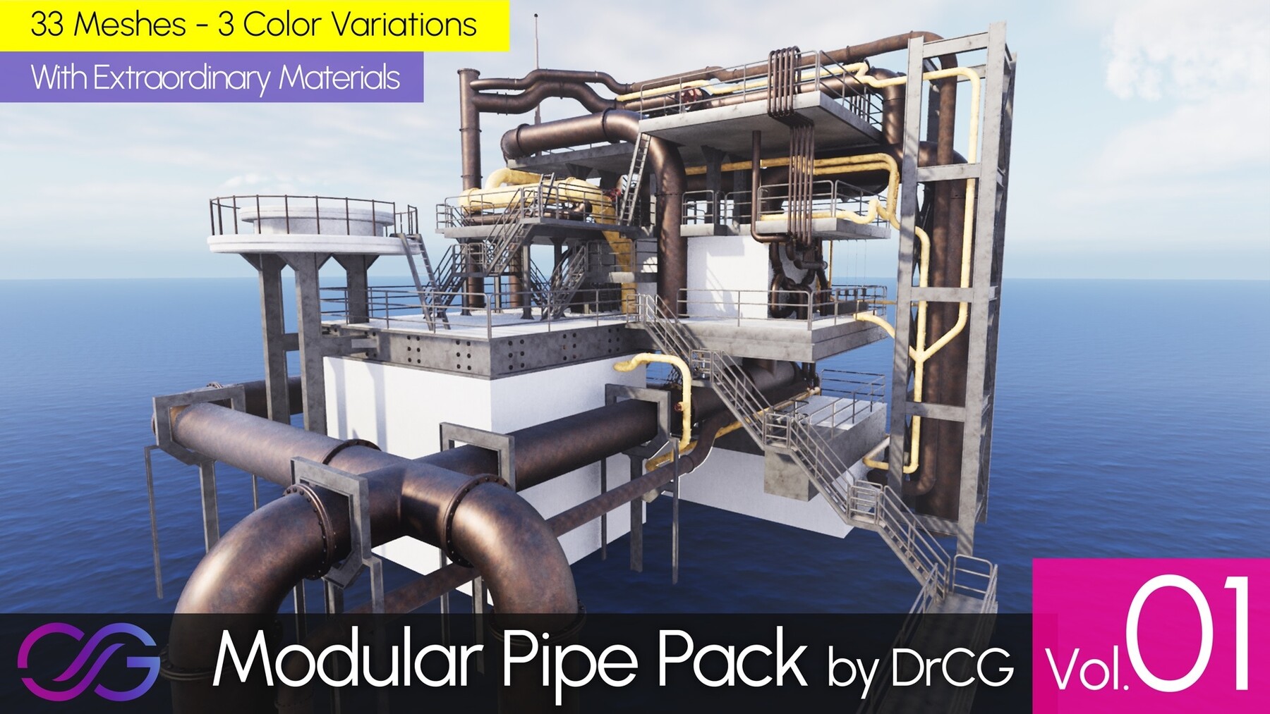 ArtStation - Modular Pipe Pack 3D Model for Unreal Engine 5 (Offshore Oil Platform - Sea/Ocean ...