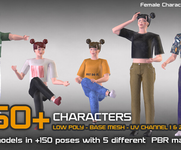 ArtStation - 150+ Female Characters -set 02 +PBR materials | Resources