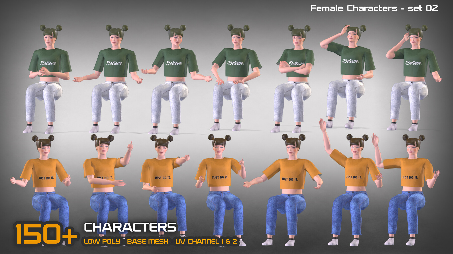 ArtStation - 150+ Female Characters -set 02 +PBR materials | Resources