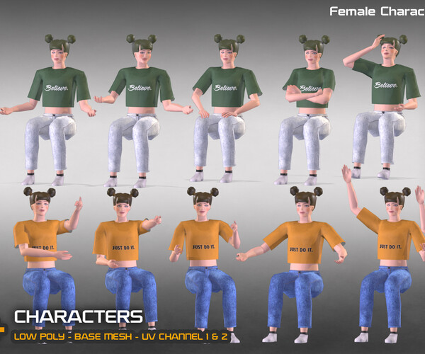 ArtStation - 150+ Female Characters -set 02 +PBR materials | Resources