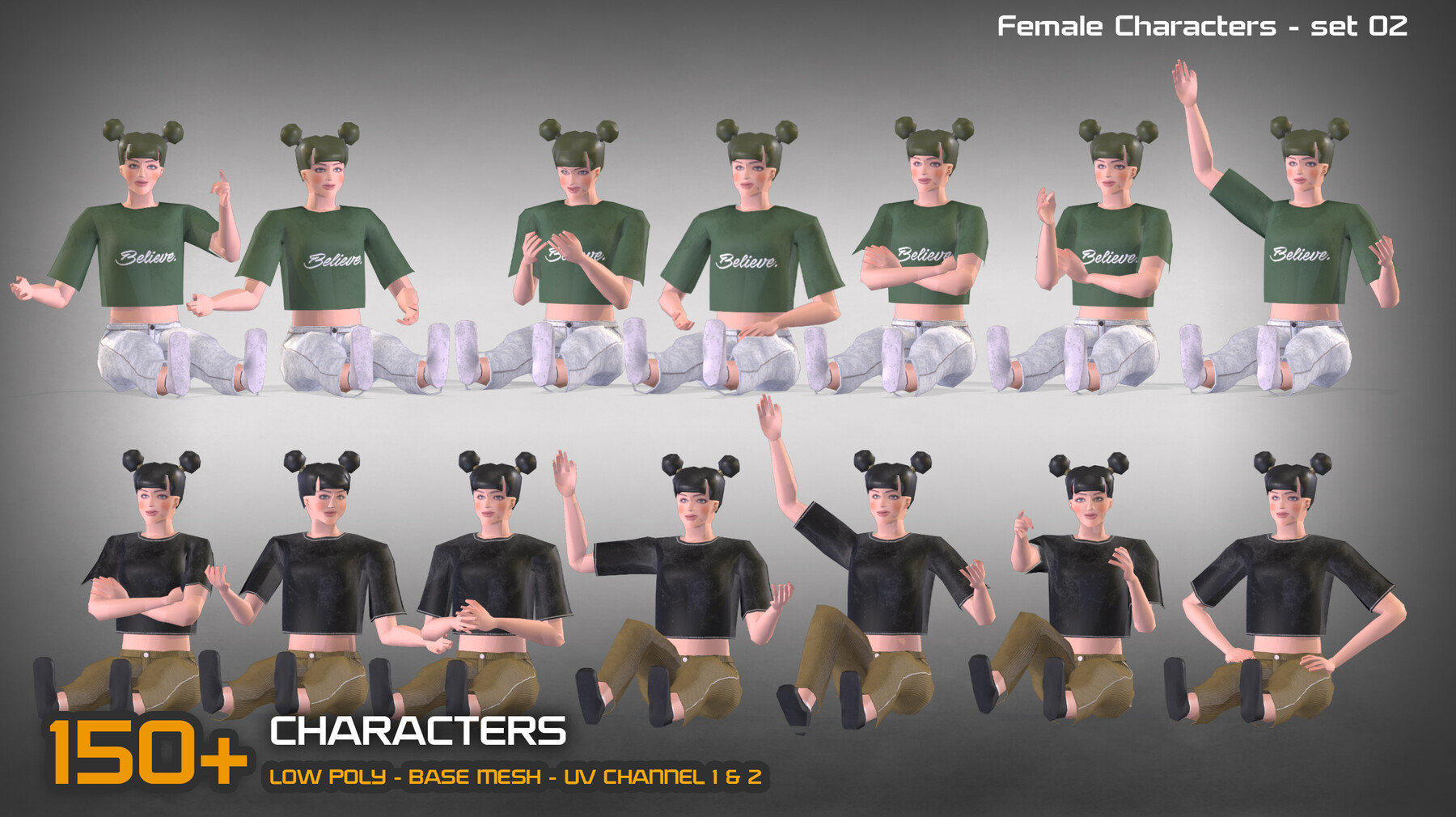 ArtStation - 150+ Female Characters -set 02 +PBR materials | Resources