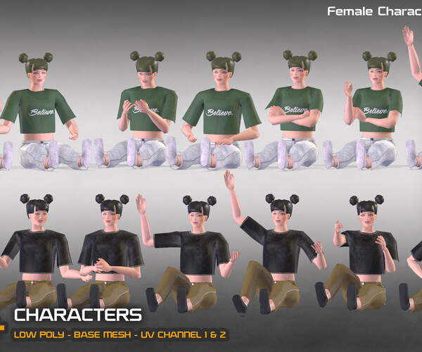 ArtStation - 150+ Female Characters -set 02 +PBR materials | Resources