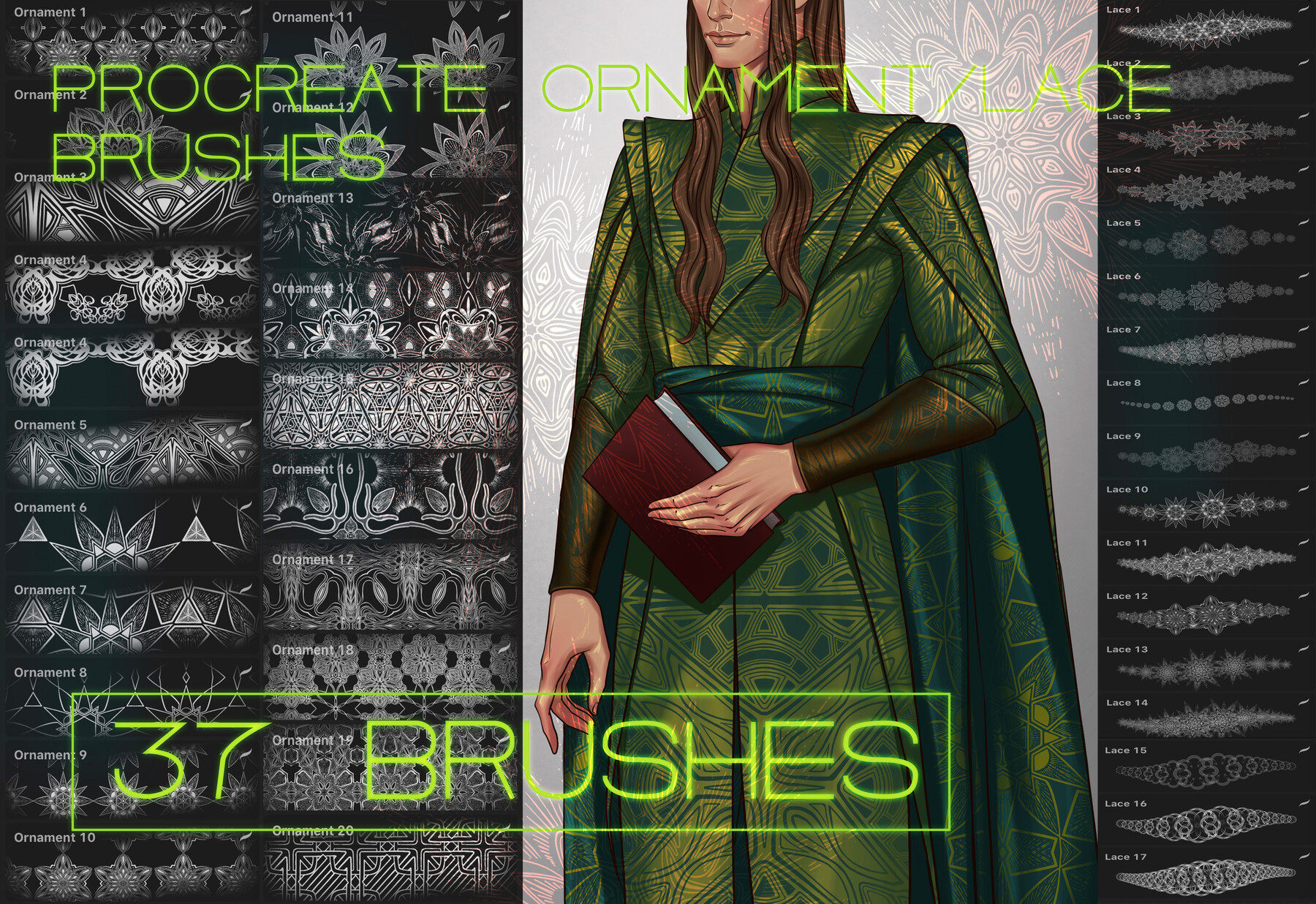ArtStation - Procreate ornament/lace brush set | Brushes