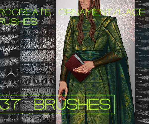 ArtStation - Procreate ornament/lace brush set | Brushes