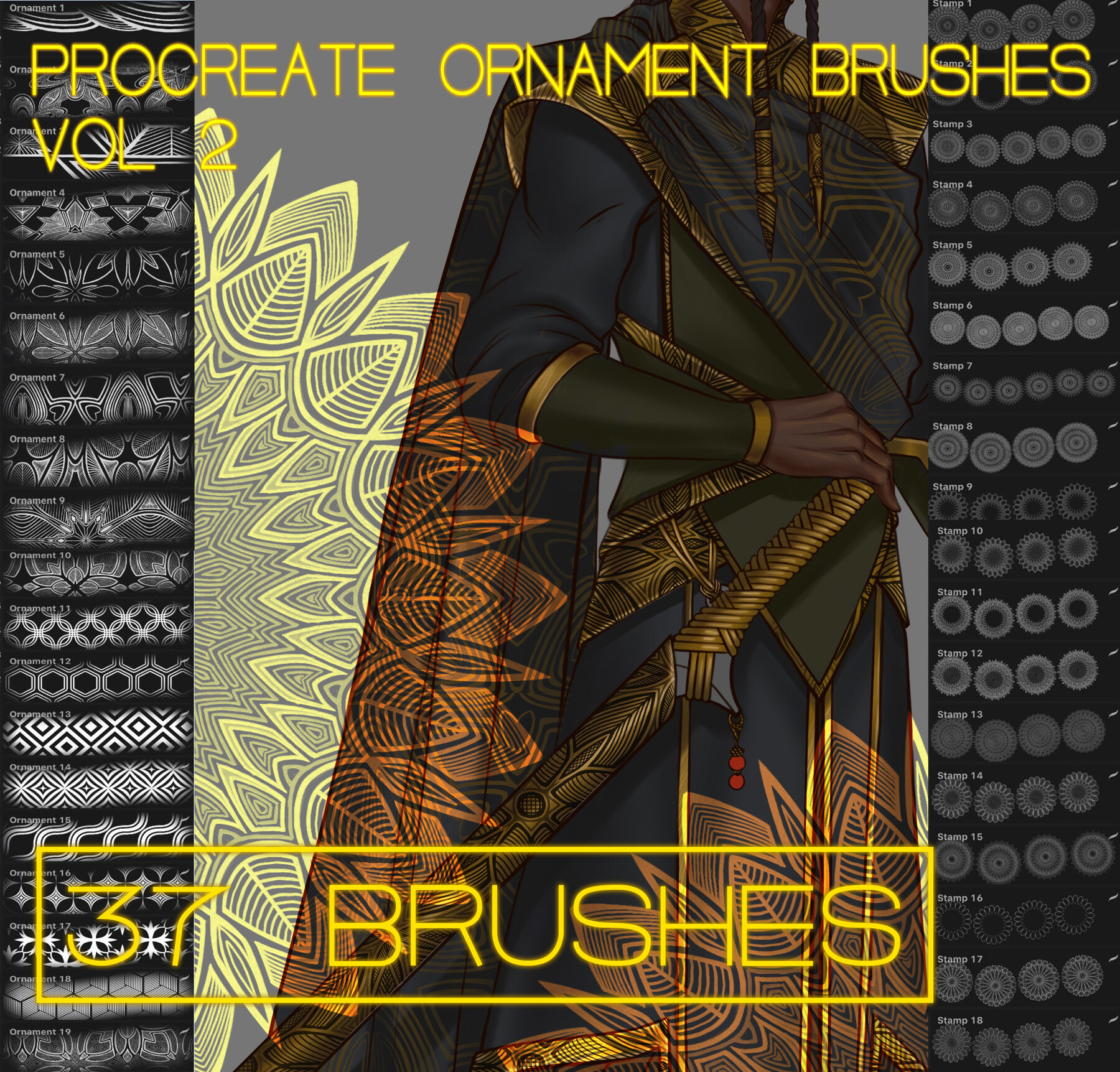 ArtStation - PROCREATE Ornament Brushes VOL2 | Brushes