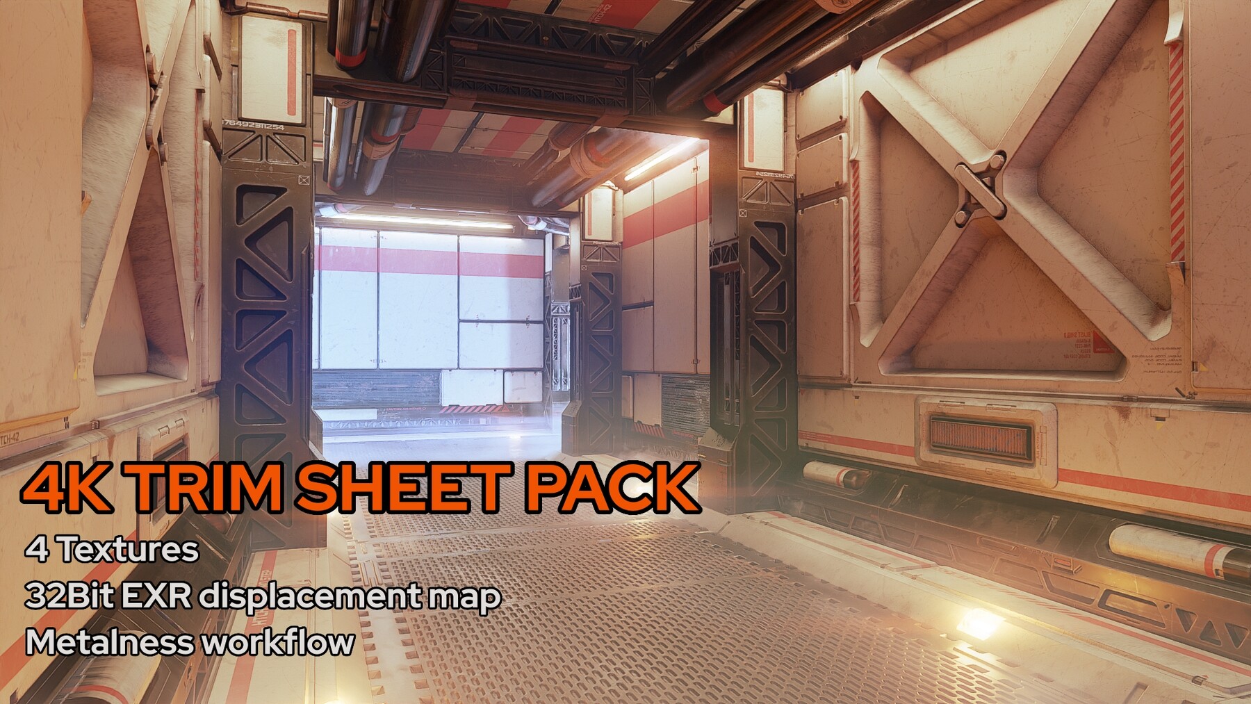 ArtStation - 4 Sci-fi corridor trim sheet textures - [White/Metal/Rust ...