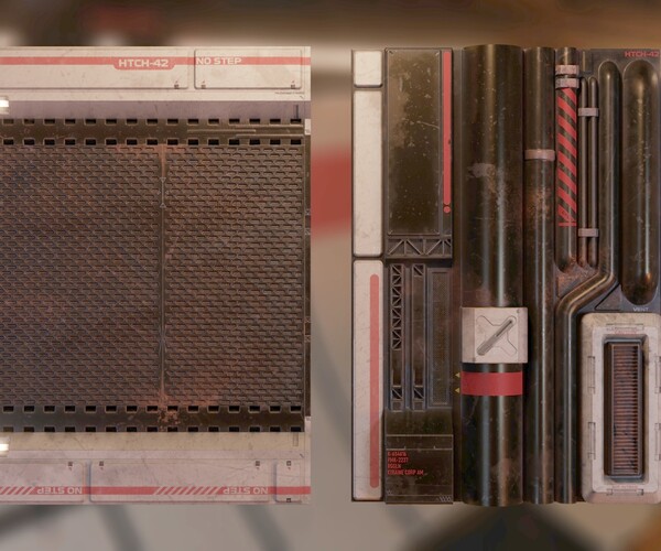 ArtStation - 4 Sci-fi corridor trim sheet textures - [White/Metal/Rust ...