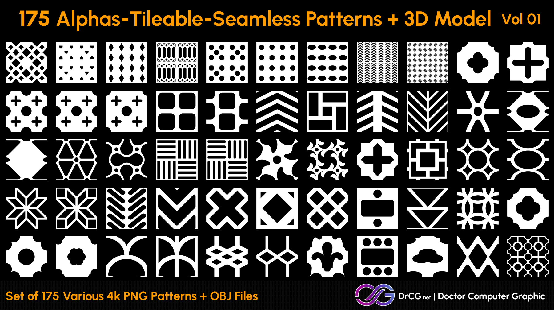 ArtStation - 175 Alphas, Tileable, Seamless Patterns + 3D Model ...