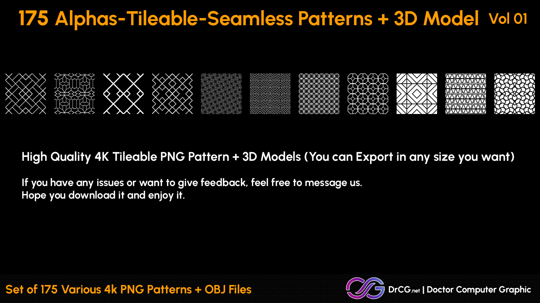 Artstation 175 Alphas Tileable Seamless Patterns 3d Model Patterns Obj Multi Purpose