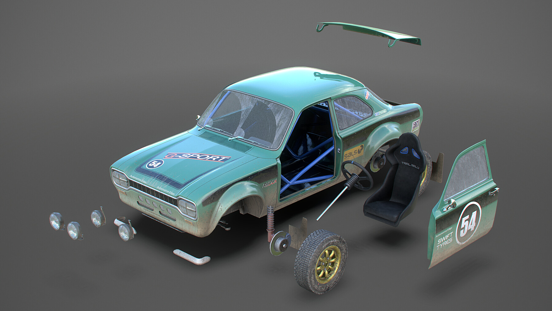 ArtStation - set of Retro derby PBR car with interior in 9 color ...