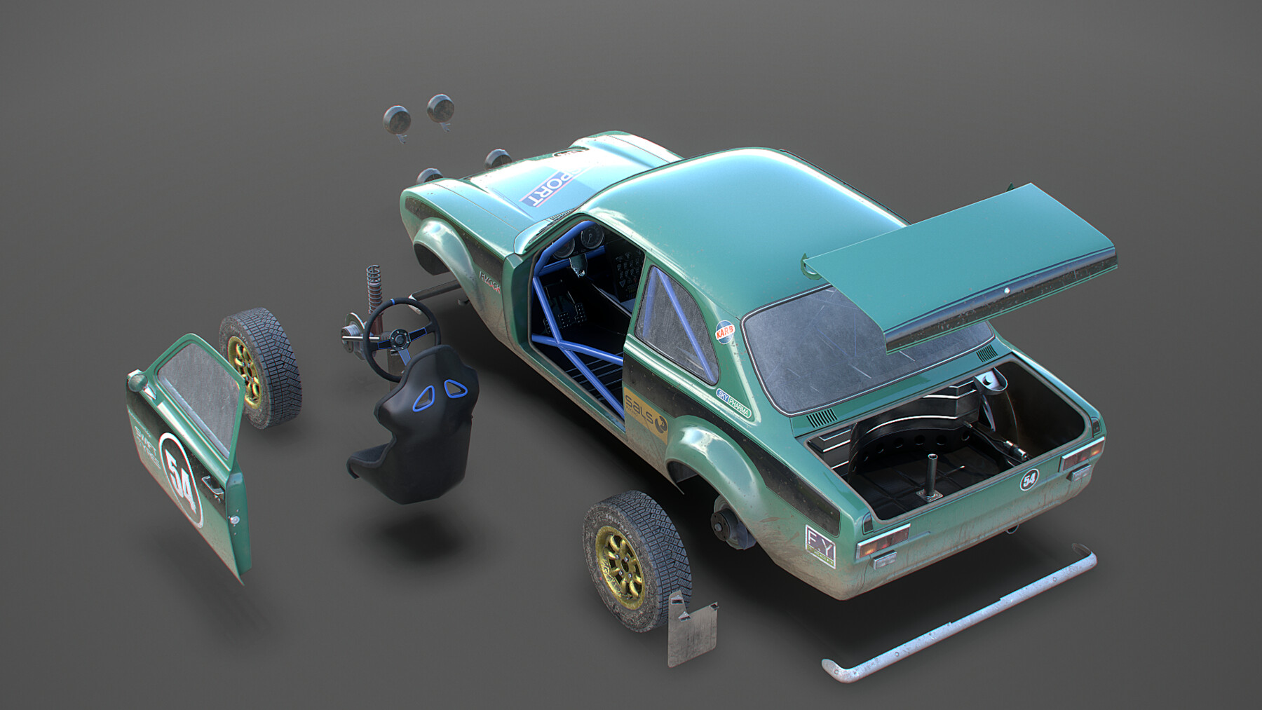 ArtStation - set of Retro derby PBR car with interior in 9 color ...