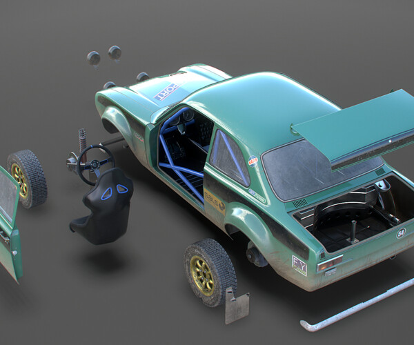 ArtStation - set of Retro derby PBR car with interior in 9 color ...