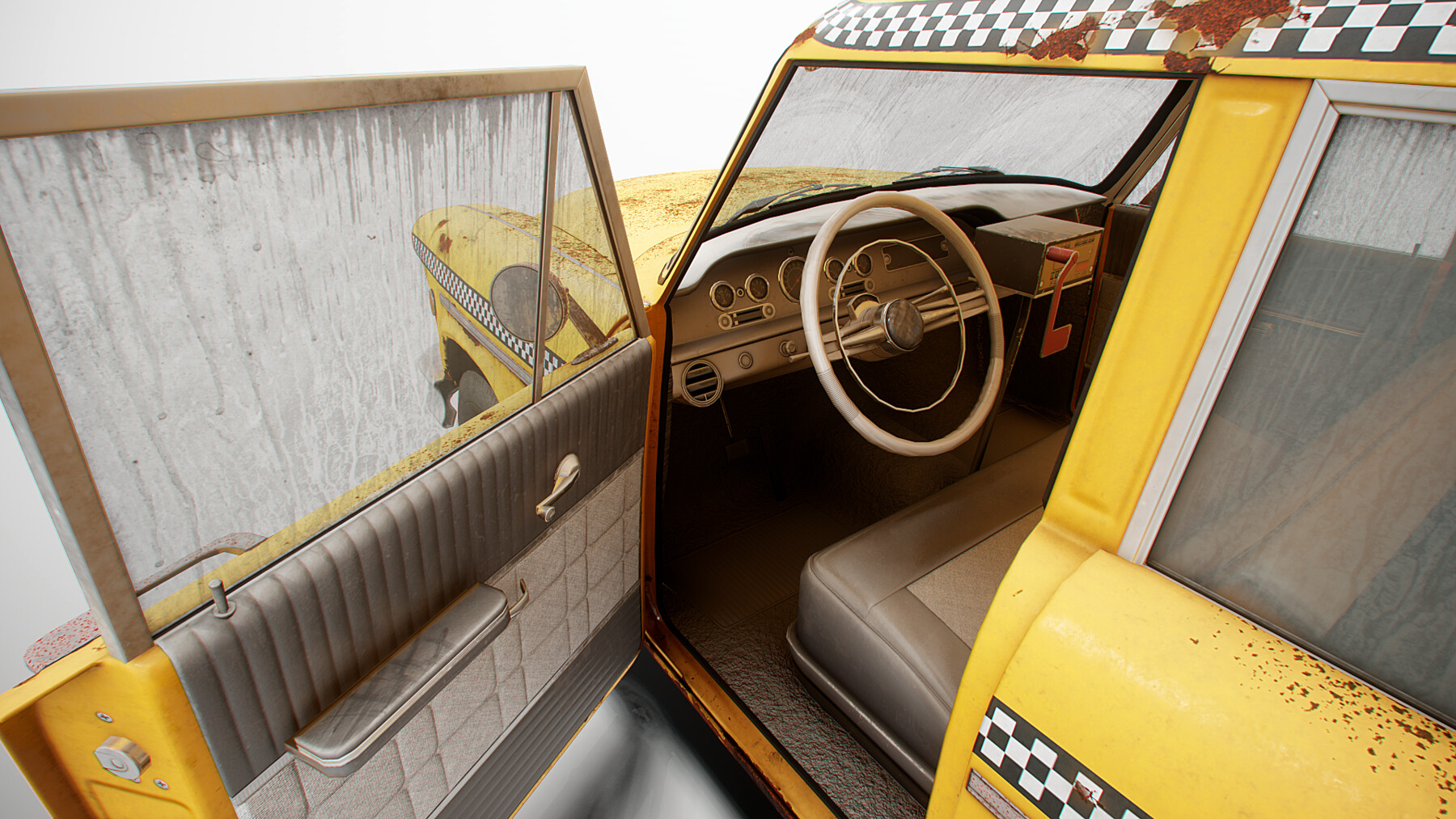ArtStation - set of Retro taxi PBR car with interior in 9 color ...