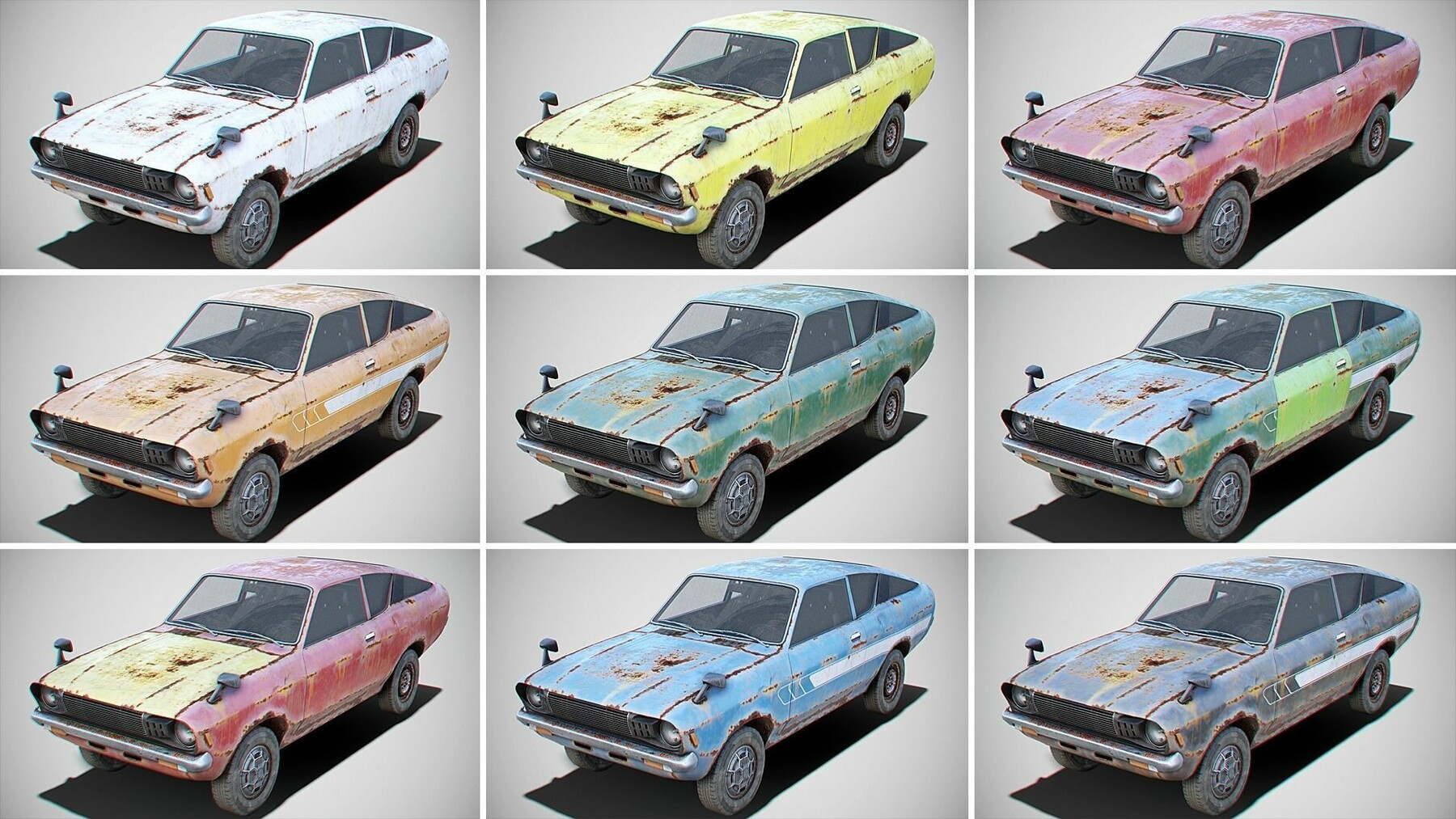 ArtStation - Old Classic PBR car coupe set with interior in 9 color ...