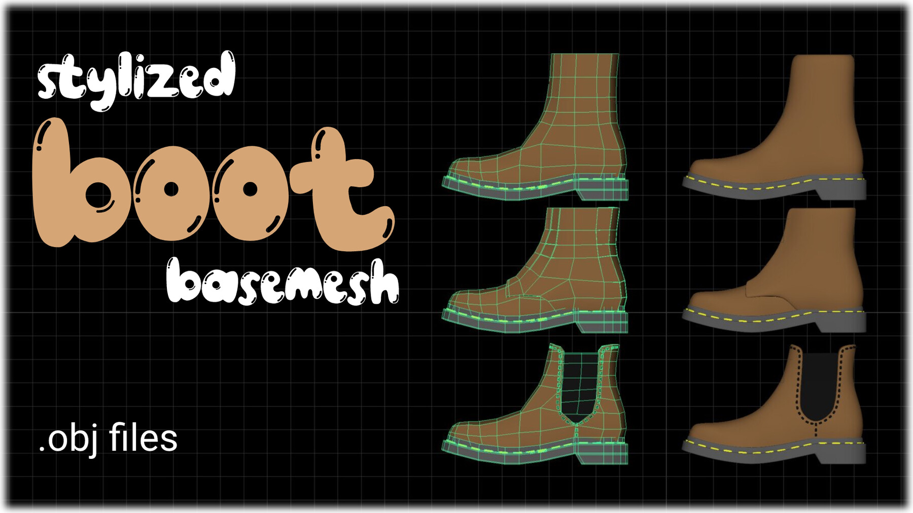 ArtStation - martens boots stylized basemesh 3-pack | Resources