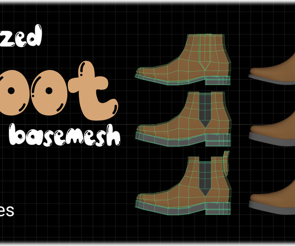 ArtStation - chelsea boot stylized basemesh 3-pack | Resources