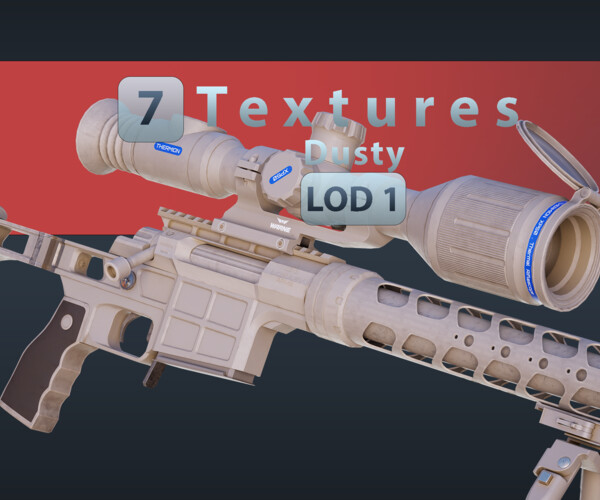 ArtStation - Sniper Rifle (DVL-10-M2-Urbana) + 5 Attachments + 7 Skin ...