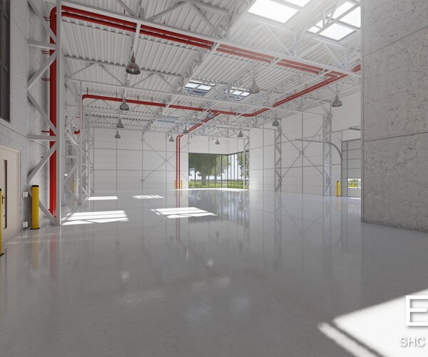 ArtStation - Modern unfurnished warehouse with office for Blender Eevee ...