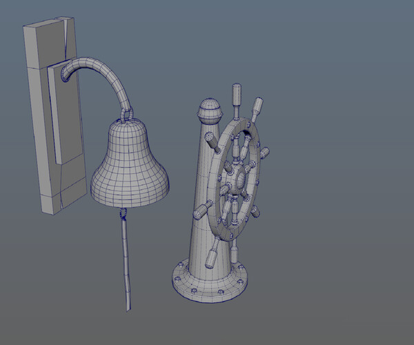 ArtStation - Steering wheel for a sea ship and a bell PBR game ready ...
