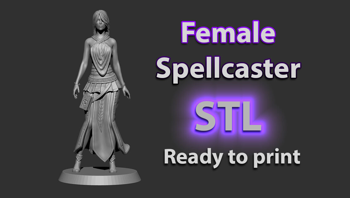 ArtStation - Female Spellcaster / Mage / Sorcerer 3D Print Ready | Resources