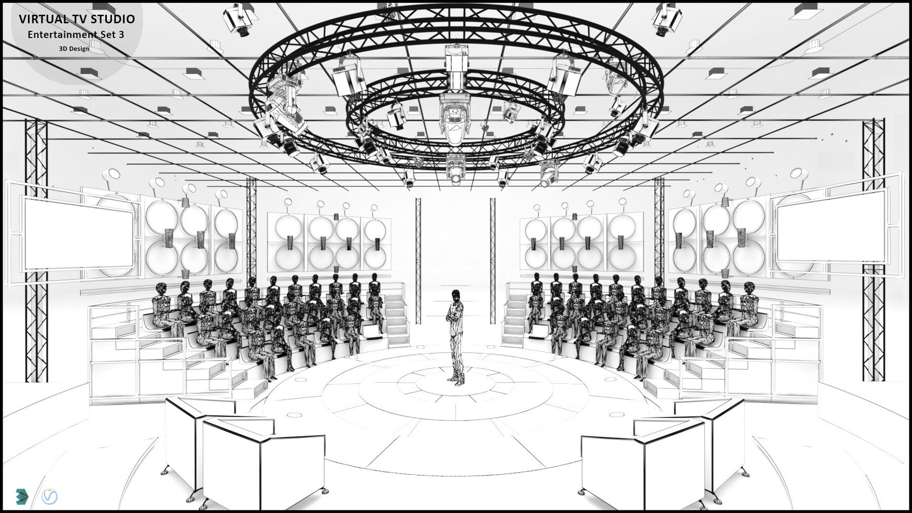 ArtStation - Virtual TV Studio Entertainment Set 3 | Game Assets