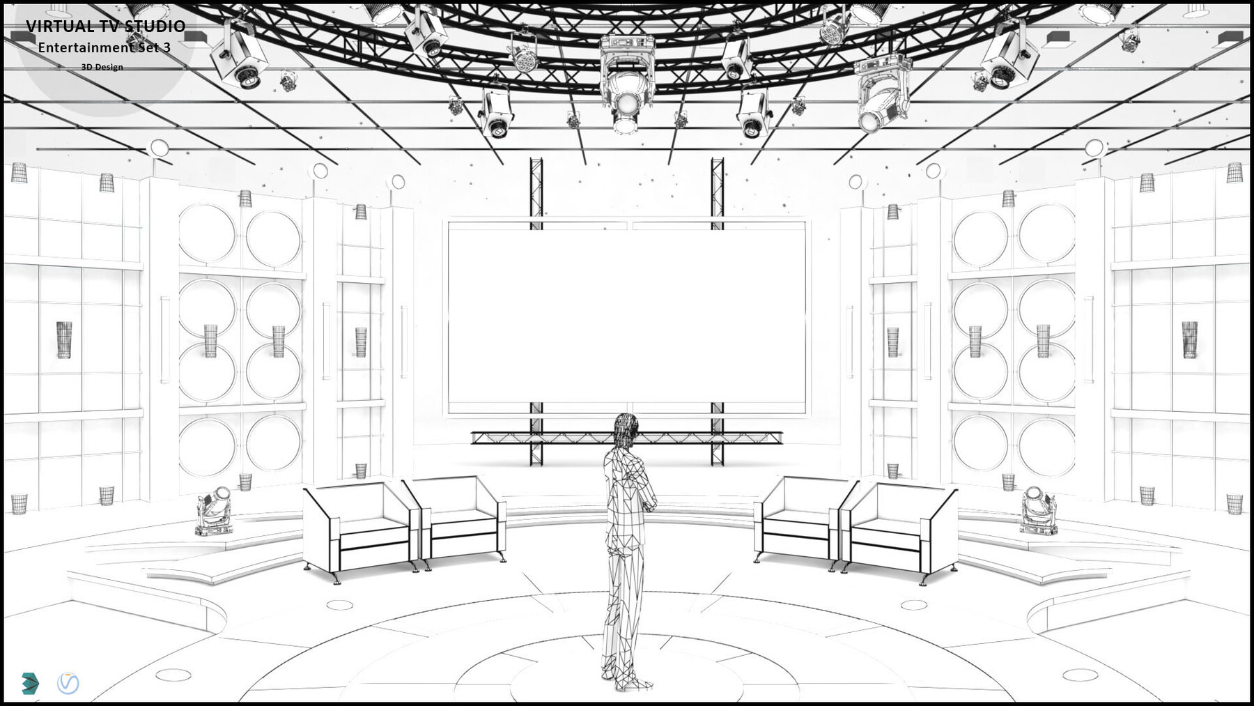 ArtStation - Virtual TV Studio Entertainment Set 3 | Game Assets