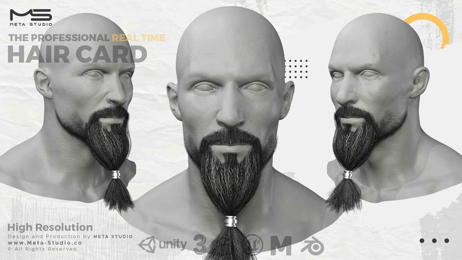 ArtStation - Beard and Mustache Part 2 - Professional Realtime Hair card | Game Assets