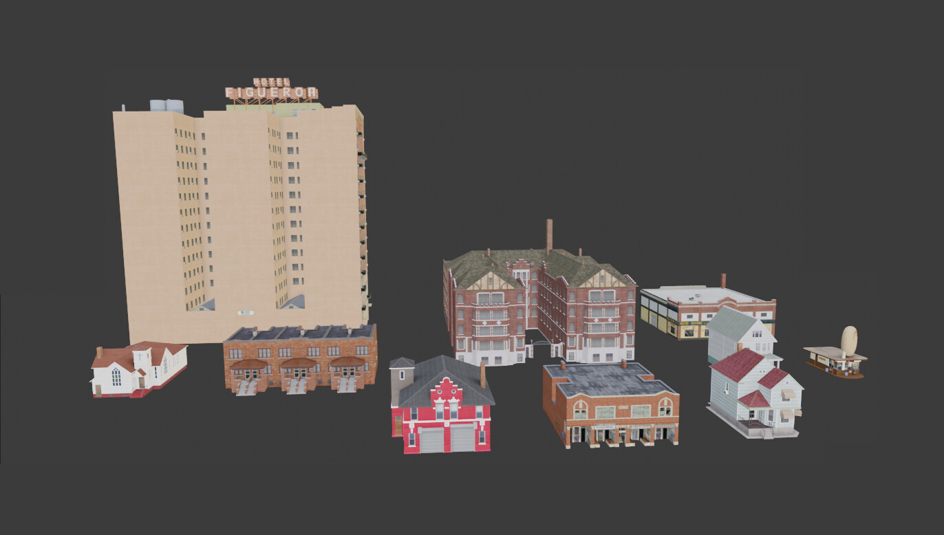 ArtStation - 10 IN 1 BUILDINGS GAME READY LOW POLY | Game Assets