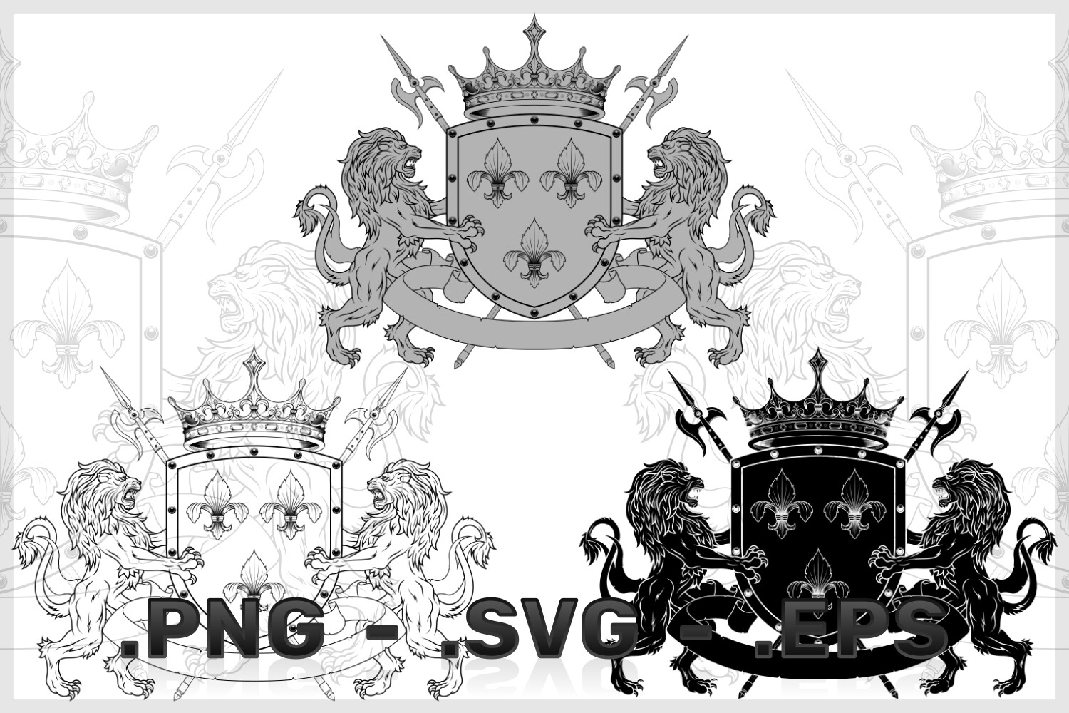 ArtStation - Heraldic Shield Vector Design With Two Rampant Lions ...