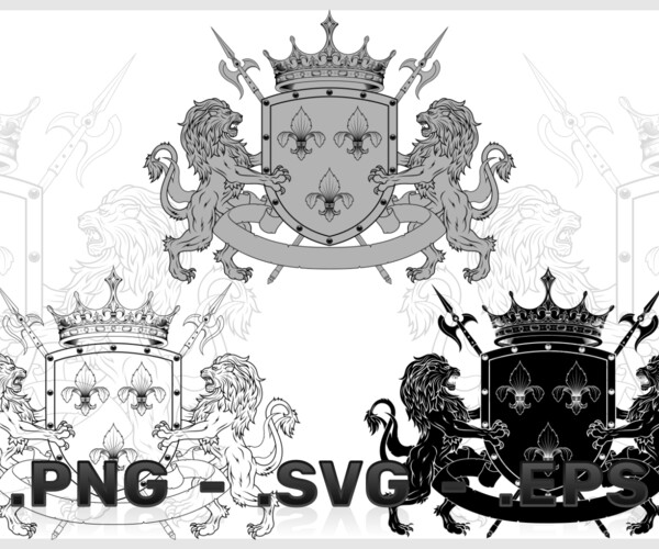 ArtStation - Heraldic Shield Vector Design With Two Rampant Lions ...