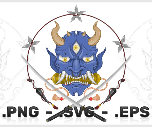 ArtStation - Japanese Demon Oni Vector Design With Katana | Artworks