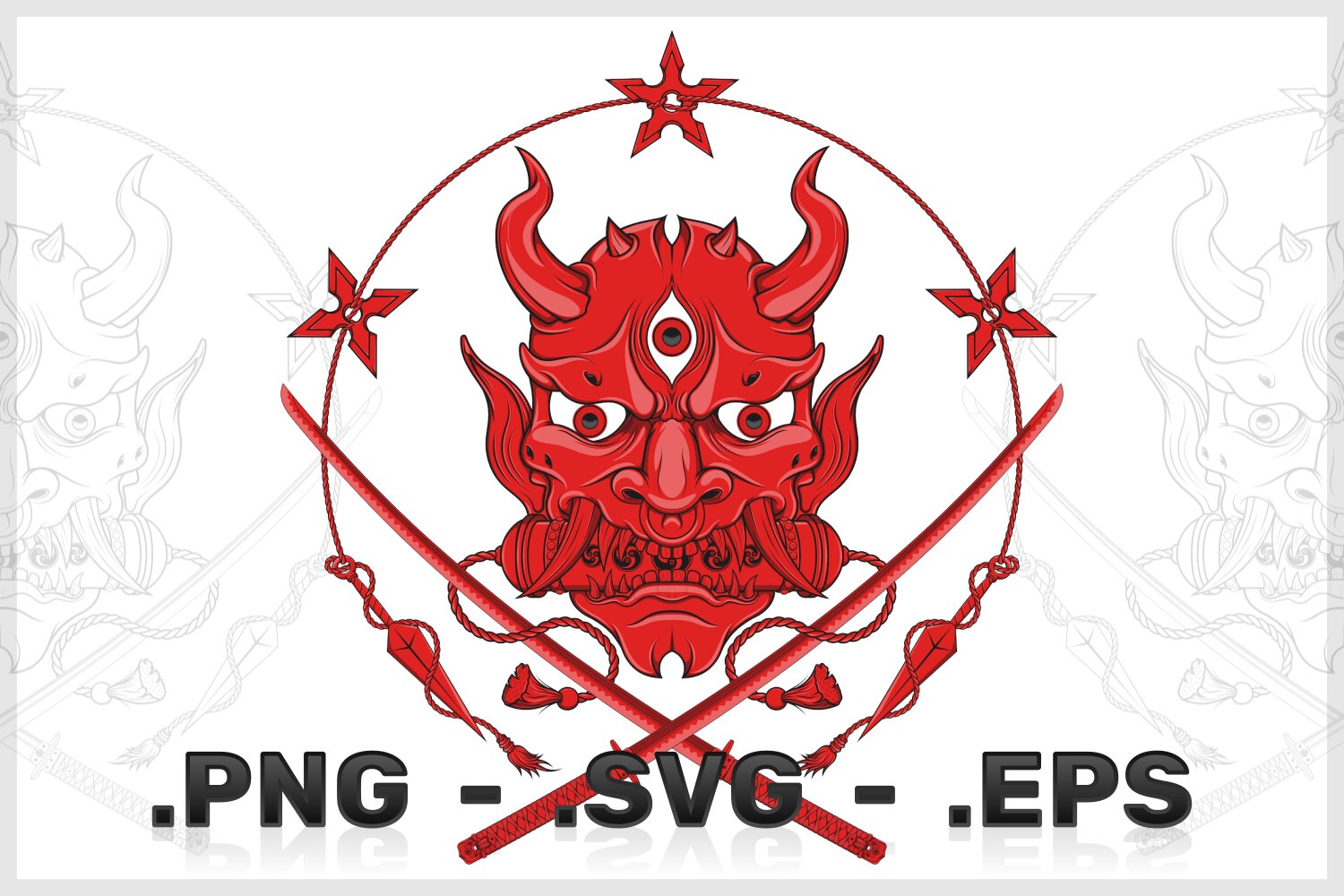 ArtStation - Japanese Demon Oni Vector Design With Katana | Artworks