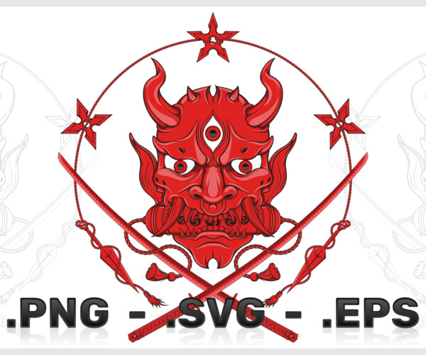 ArtStation - Japanese Demon Oni Vector Design With Katana | Artworks