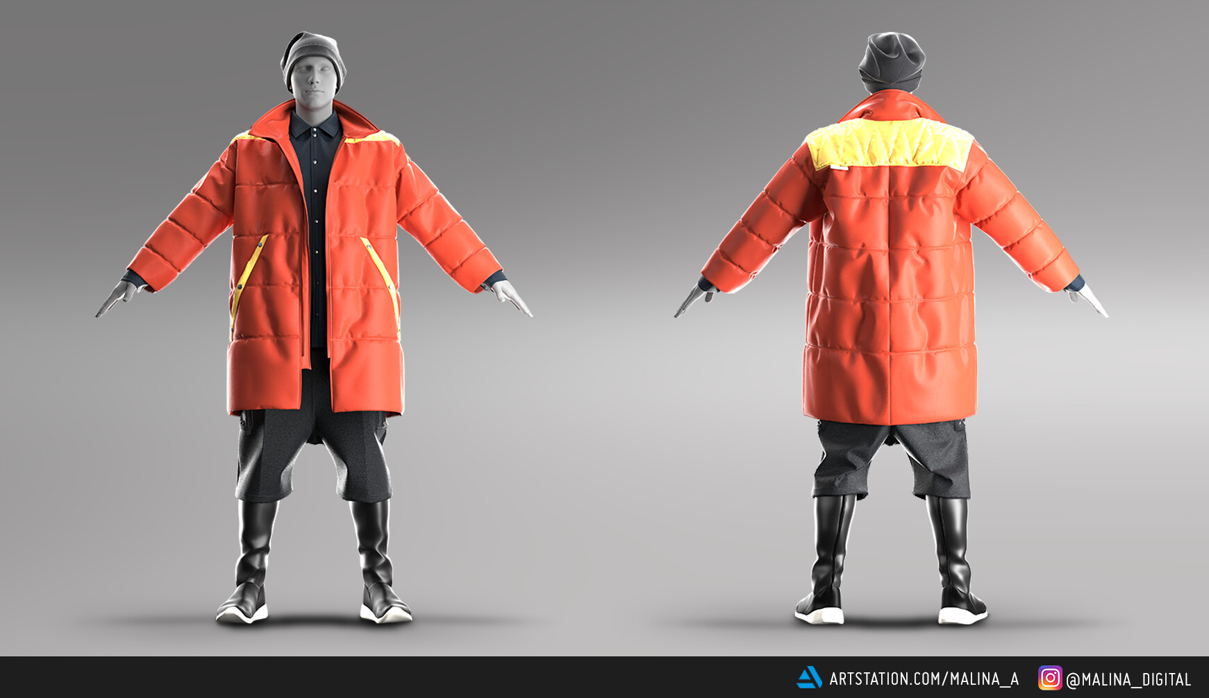 ArtStation - Men's outfit_025 with puffer jacket. Marvelous Designer ...