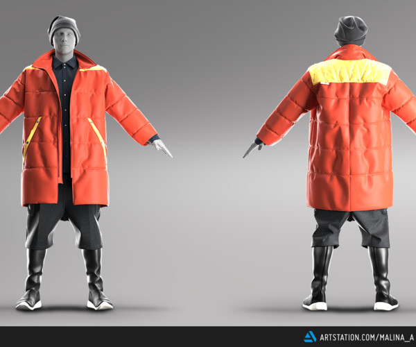 ArtStation - Men's outfit_025 with puffer jacket. Marvelous Designer ...